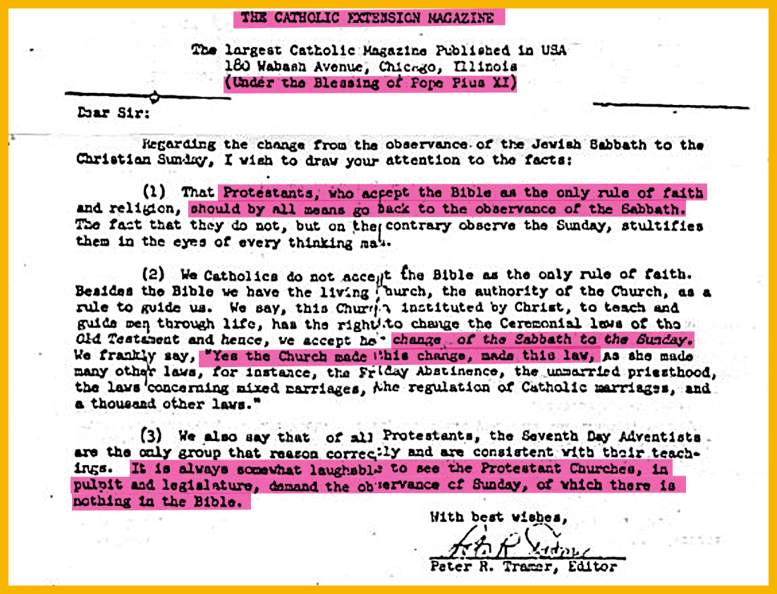 Which Pope Changed The Sabbath Day To Sunday?